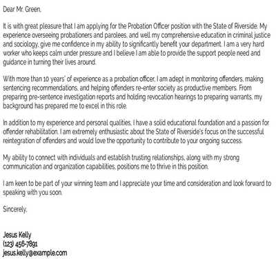 Parole Officer Cover Letter