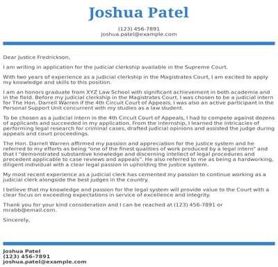 Cover Letter For Judicial